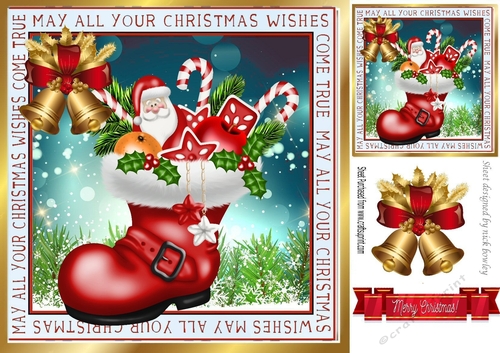 Lovely Christmas santa Boot with bells & holly 8x8 - CUP937338_415 ...