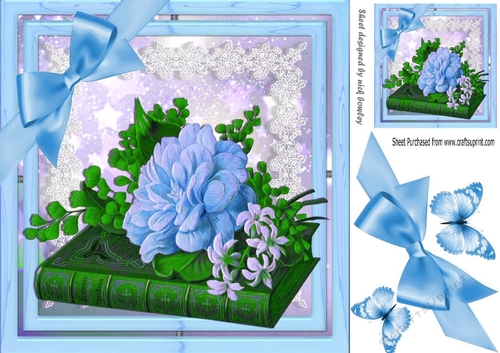 Pretty vintage blue flowers on a book with lace 8x8 - CUP939074_415 ...