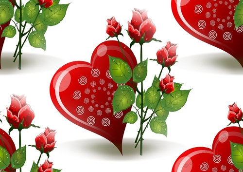 Pretty big Heart with red roses backing paper - CUP940656_415 ...