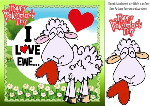 I LOVE EWE! Cute white sheep with heart valentines 8x8 - CUP949292_415 ...