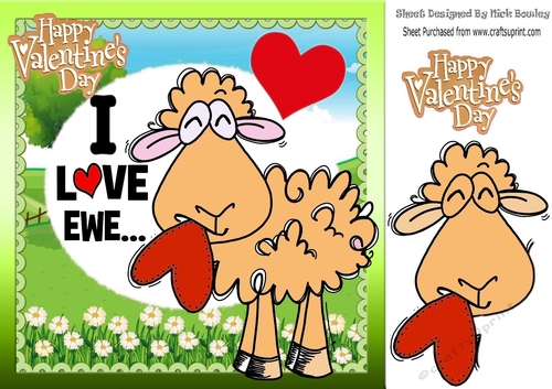 I LOVE EWE! Cute gold sheep with heart valentines 8x8 - CUP949293_415 ...