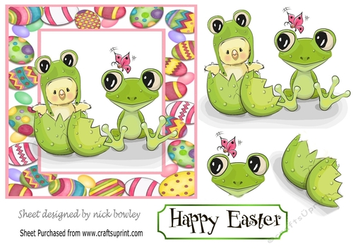 Cute little easter chick with frog 5x5 - CUP949971_415 | Craftsuprint