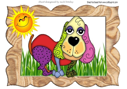 Cute Coloured patchwork dog A4 - CUP950146_415 | Craftsuprint