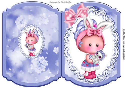 Cute little Pummy Doll in pink with bow bracket card - CUP955961_415 ...