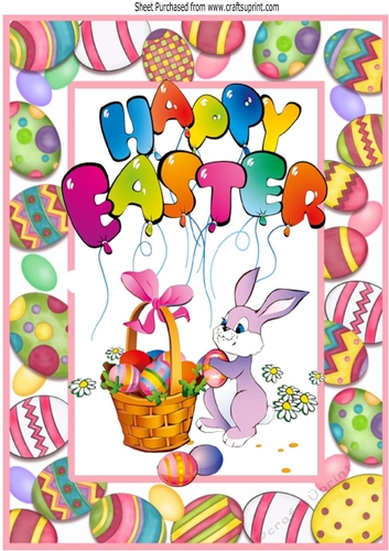Easter bunny with basket of eggs in A4 Frame - CUP956744_415 | Craftsuprint