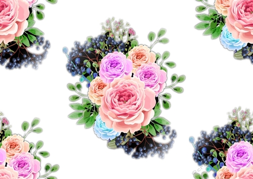 Pretty large pink roses with berries backing paper - CUP957579_415 ...
