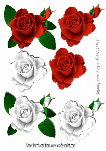 Roses cut outs with decoupage ( set 7) - CUP966247_415 | Craftsuprint