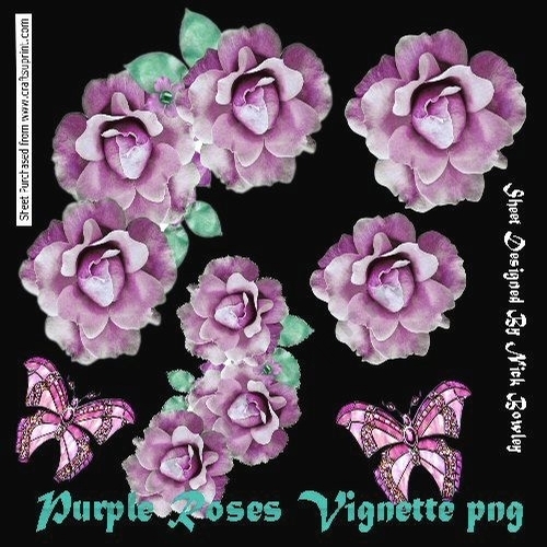 Pretty corner pink rose vignette with butterflies png - CUP970071_415 ...