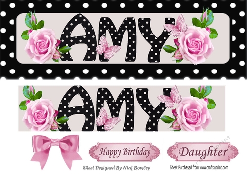 AMY Name DL With pink roses and black/white polkadot - CUP978987_415 ...