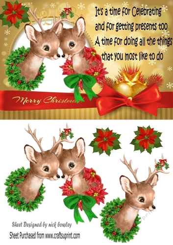 Cute pair of deers with bow and verse A5 Card front - CUP980952_415 ...