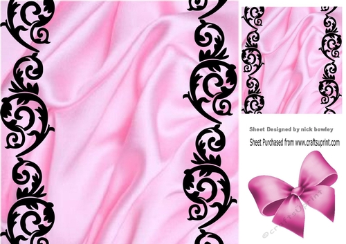 Cerise satin and ornate black border 8x8 card front - CUP981761_415 ...