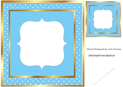Lovely blue polkadot card front with gold 8x8 - CUP982730_415 ...