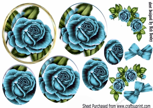 Pretty blue roses, with corner roses circle pyramids - CUP984230_415 ...