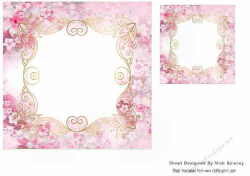 pink floral card front/insert 7x7 - CUP988615_415 | Craftsuprint