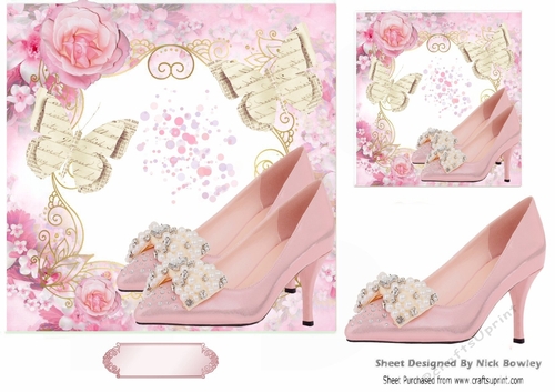 Pretty pink ornate shoes with butterflies 7x7 - CUP988641_415 ...