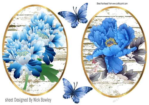 Two pretty blue floral toppers with butterflies card fronts - CUP991138 ...