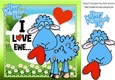 I LOVE EWE! Cute purple sheep with heart valentines 8x8 - CUP949290_415 ...