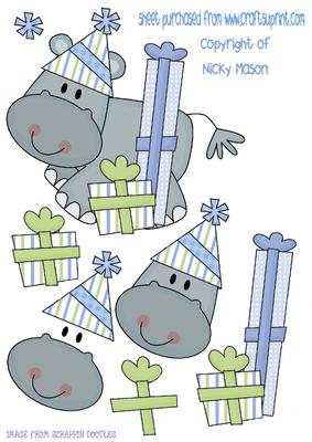 Rocking Hippo Decoupage Sheet - CUP53528_580 | Craftsuprint