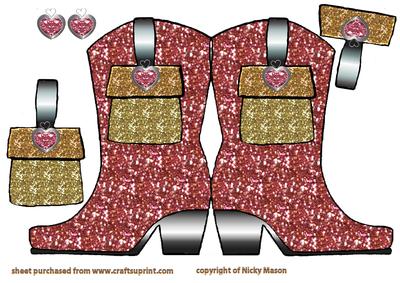 Pink Sparkly Boot Shaped Card - CUP57127_580 | Craftsuprint