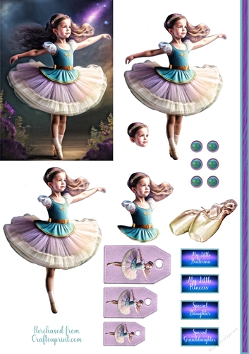 Little Ballerina Card Sheet - CUP1212177_118574 | Craftsuprint