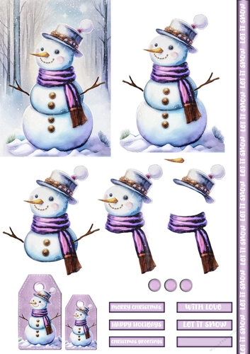 Christmas Snowman Card Sheet - CUP1258043_118574 | Craftsuprint