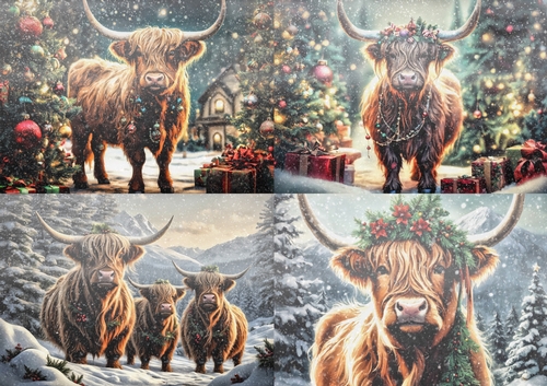 Highland Cow Christmas Topper - CUP1260292_118574 | Craftsuprint