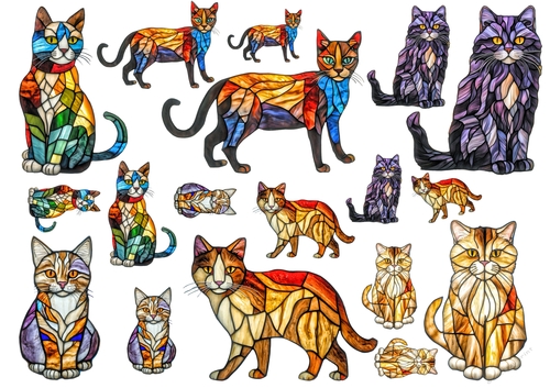 Stained Glass Style Cats - CUP1294610_118574 | Craftsuprint