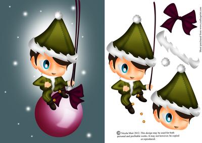 Christmas Elf on Bauble - CUP372839_1842 | Craftsuprint