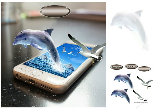 dolphin and phone - CUP928994_48749 | Craftsuprint