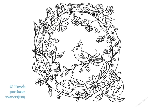 Fantasy Bird Digital Stamp, colouring page. digi stamp Coloring ...