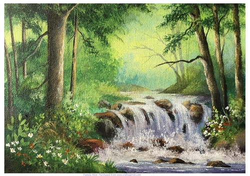 Forest Waterfall Original art for designer resources or card toppers ...