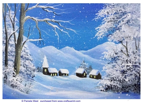Winter Scene Snow Original art for designer resources or card toppers ...
