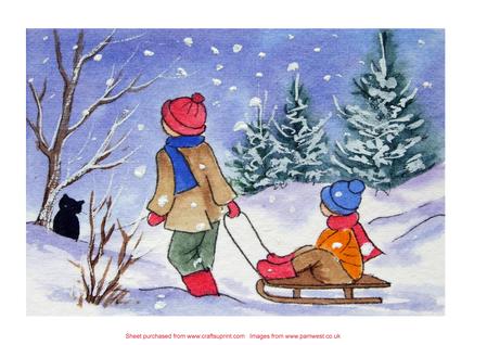 Sledging in the Snow Original Watercolour Painting - CUP154369_117 ...
