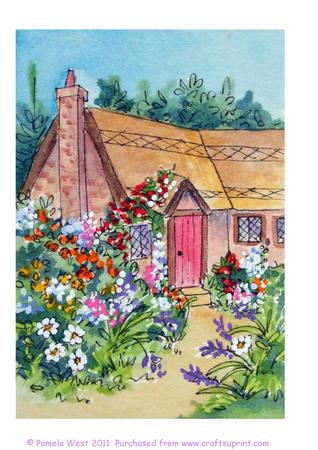 Thatched Cottage and Garden Original Watercolour Painting - CUP274614 ...