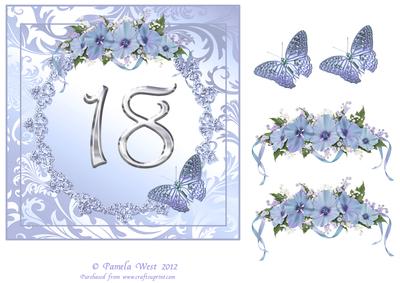Butterflies and Flowers 18th Birthday Card - CUP364472_117 | Craftsuprint