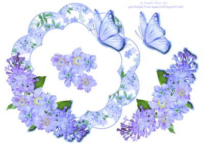 Blue Lilac and Butterflies Frame - CUP401845_117 | Craftsuprint
