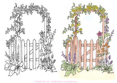Digital Stamp Garden Gate with Coloured Version Too - CUP430938_117 ...