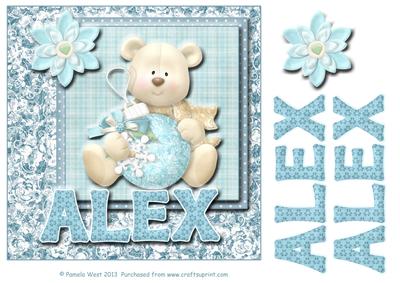 8x8 Baby's Christmas Name Card Alex with Decoupage - CUP478137_117 ...