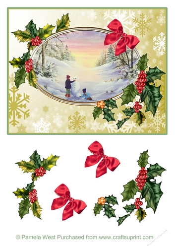 Winter scene with Holly card topper with decoupage - CUP838361_117 ...