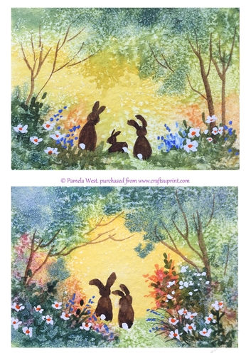 2 Rabbits Card toppers Original Watercolours Designer Resources ...