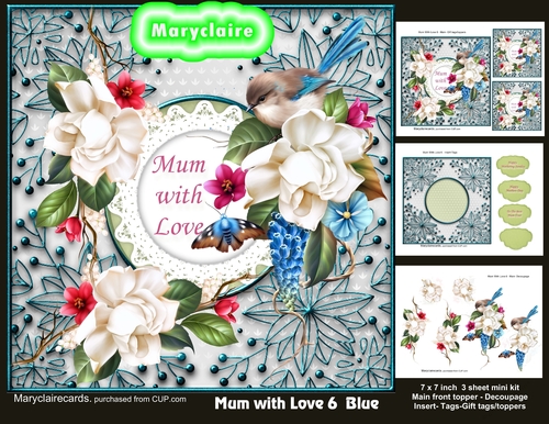 Mum with Love mini kit 6 blue - CUP844535_11517 | Craftsuprint