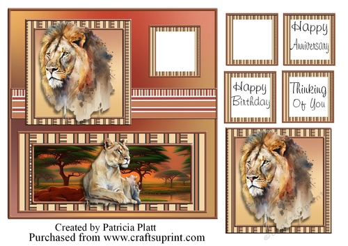 Lions 7x7 Square Quick Cut Topper - CUP1208114_1416 | Craftsuprint