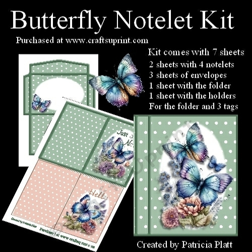 Blue Butterflys Notelet Kit - CUP1208428_1416 | Craftsuprint