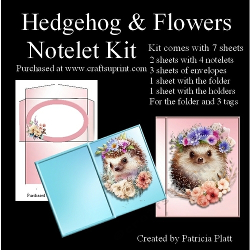 Hedgehogs & Flowers Notelet Kit - CUP1209339_1416 | Craftsuprint