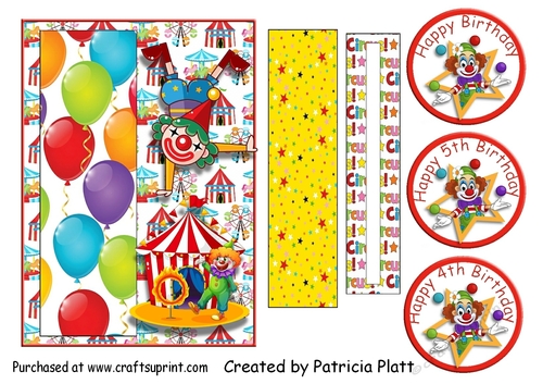 Circus Clowns Slider Birthday topper - CUP1209931_1416 | Craftsuprint