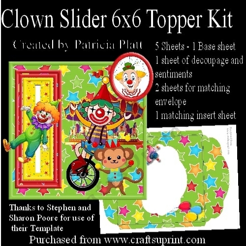 Clown Slider 6x6 inch Topper Kit - CUP1209993_1416 | Craftsuprint