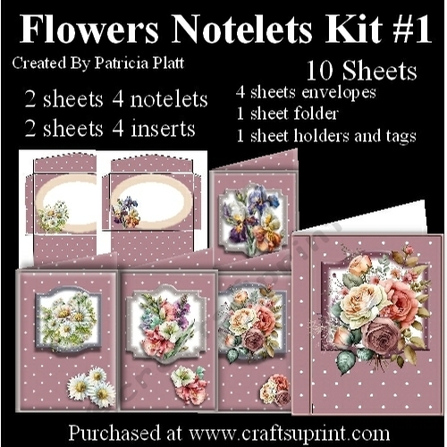 Flowers Notelets Kit #1 - CUP1215439_1416 | Craftsuprint