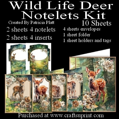 Wildlife Deer Notelets Kit - CUP1217208_1416 | Craftsuprint