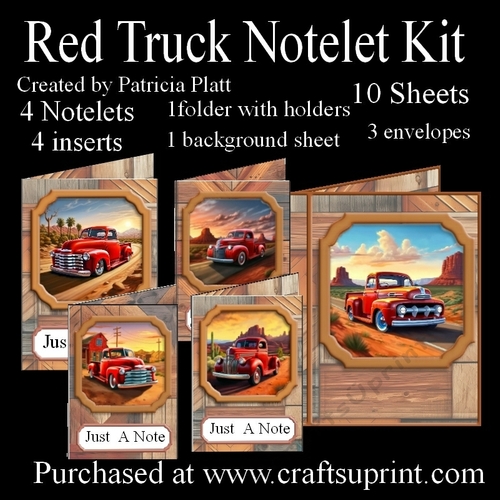 Red Truck Just a Note Notelets Kit - CUP1225376_1416 | Craftsuprint