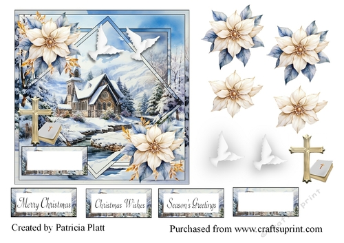 Christmas Church 2 Square in squares Topper - CUP1232733_1416 ...